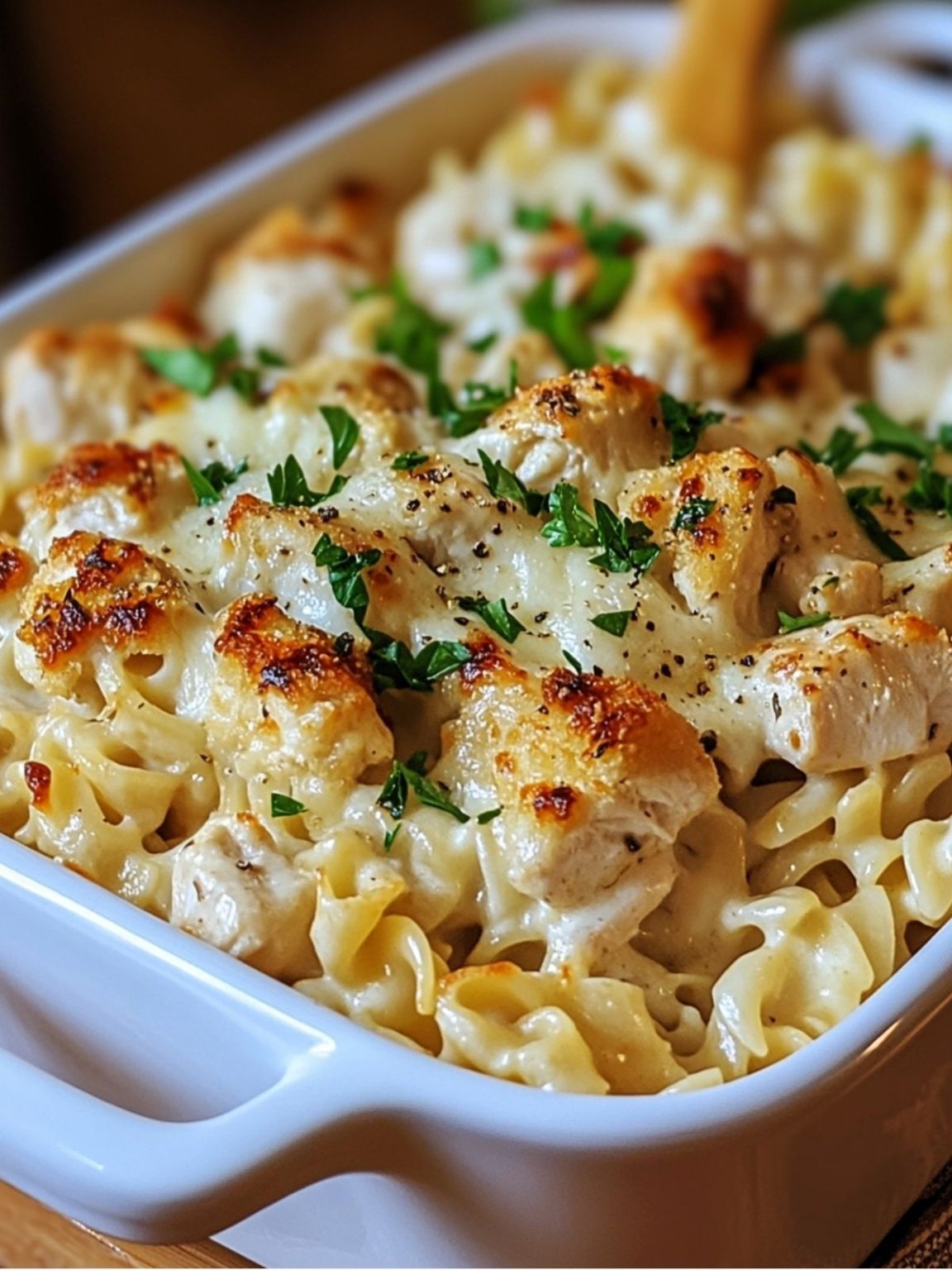 Creamy Garlic Parmesan Chicken Pasta Bake