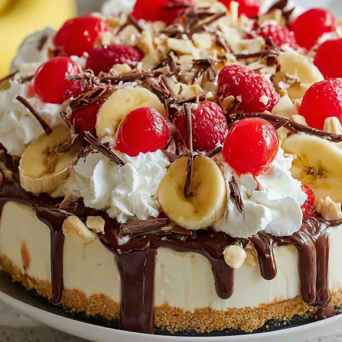 Heavenly No-Bake Banana Split Cheesecake
