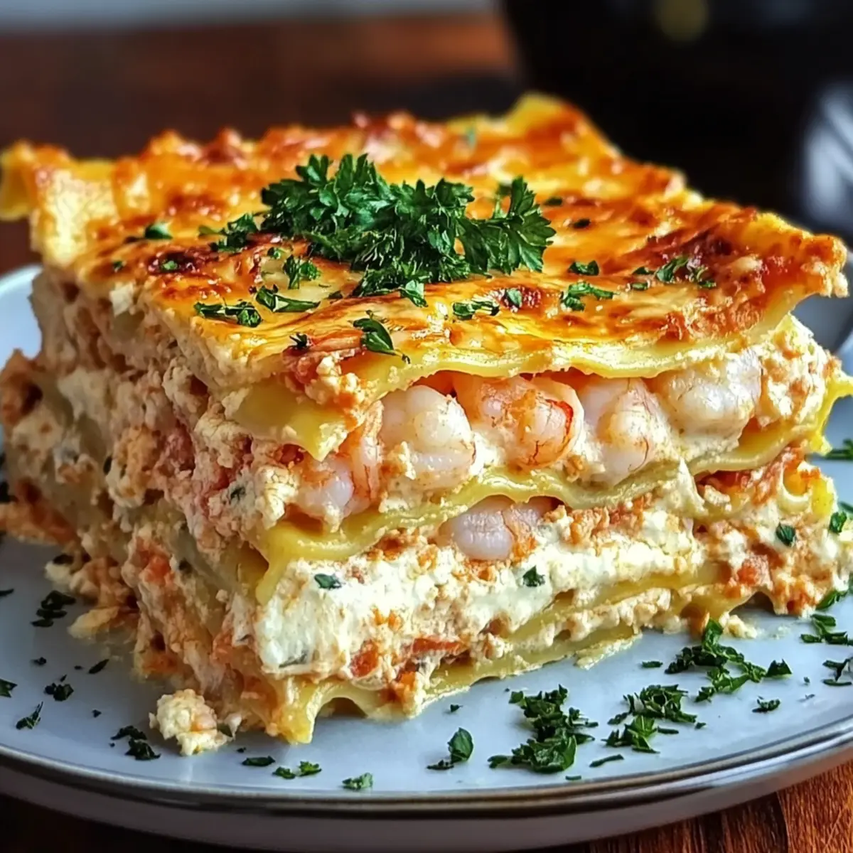 Luxuriously Creamy Seafood Lasagna with Shrimp & Crab