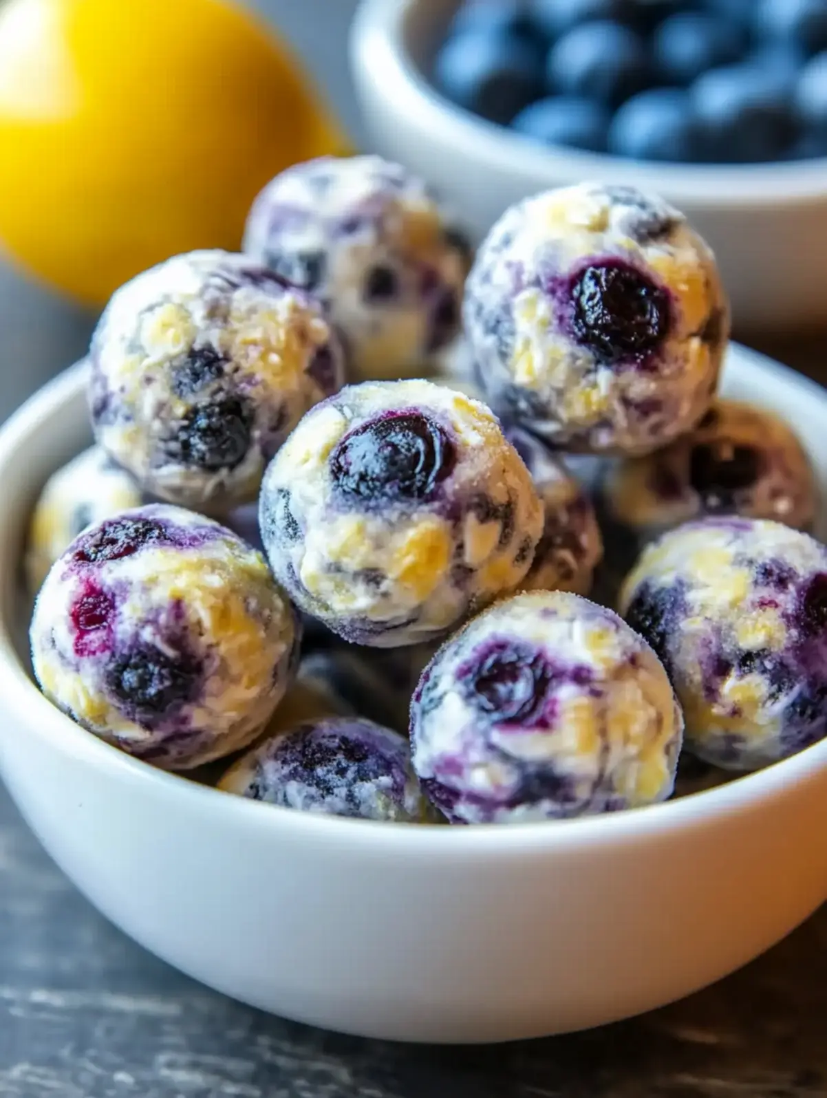 Fluffy Lemon Blueberry Cottage Cheese Protein Bites