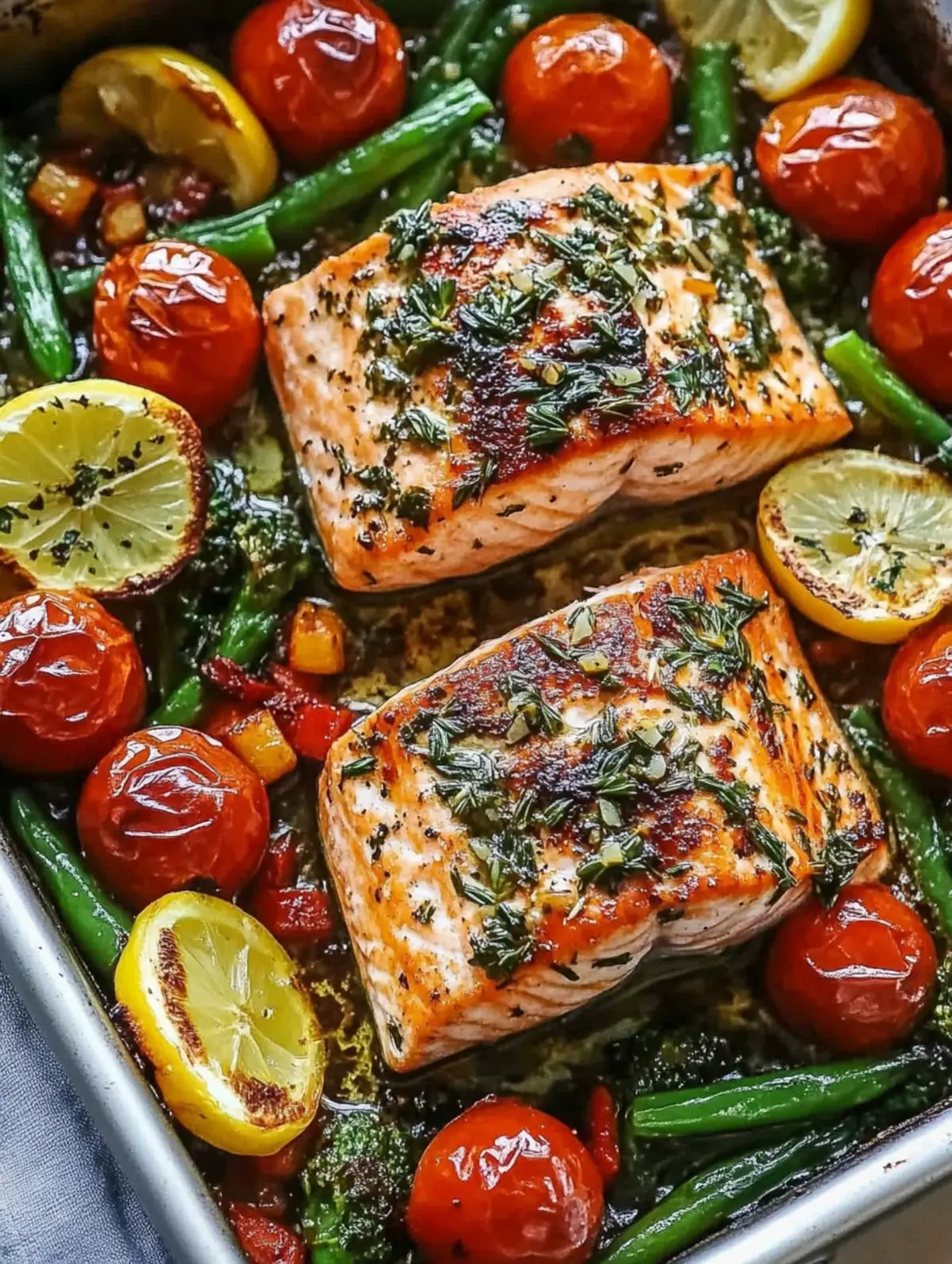 Better-Than-Restaurant Garlic Herb Salmon Sheet Pan Dinner - Sweet Home ...