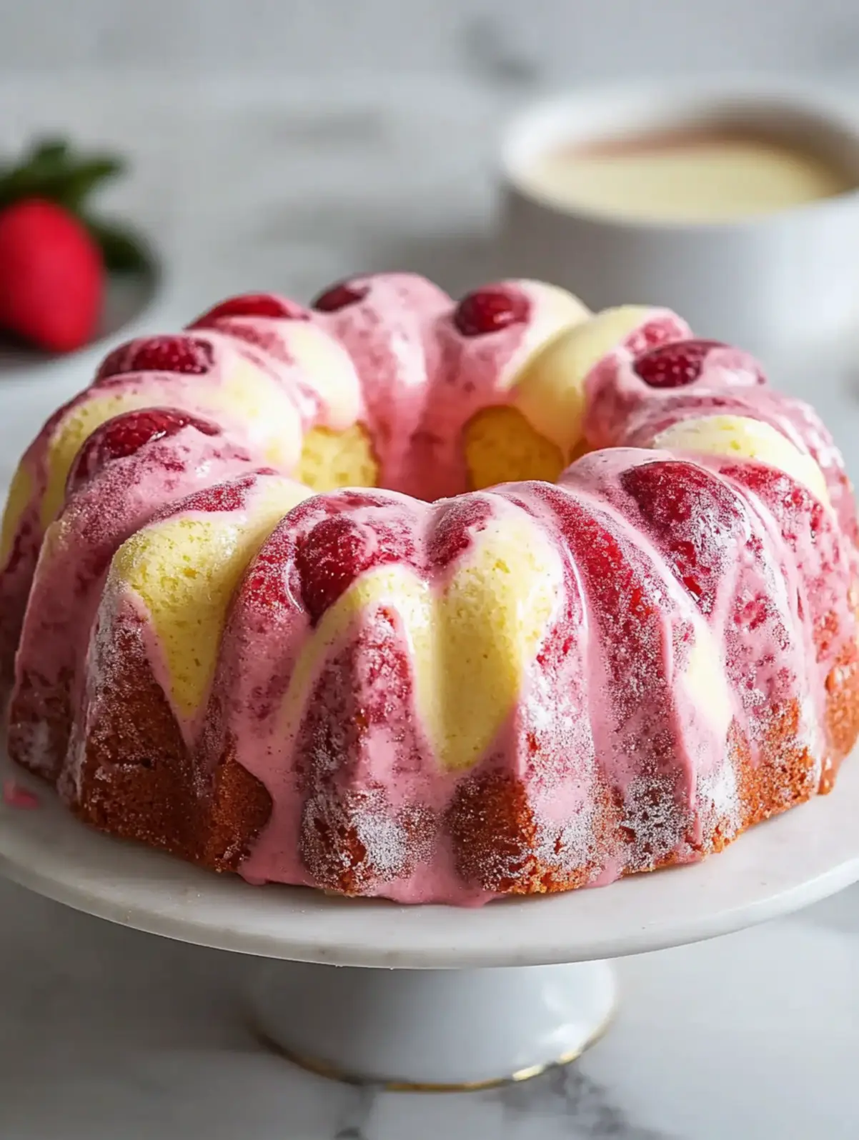 Strawberry Milkshake Pound Cake - Sweet Home Cook